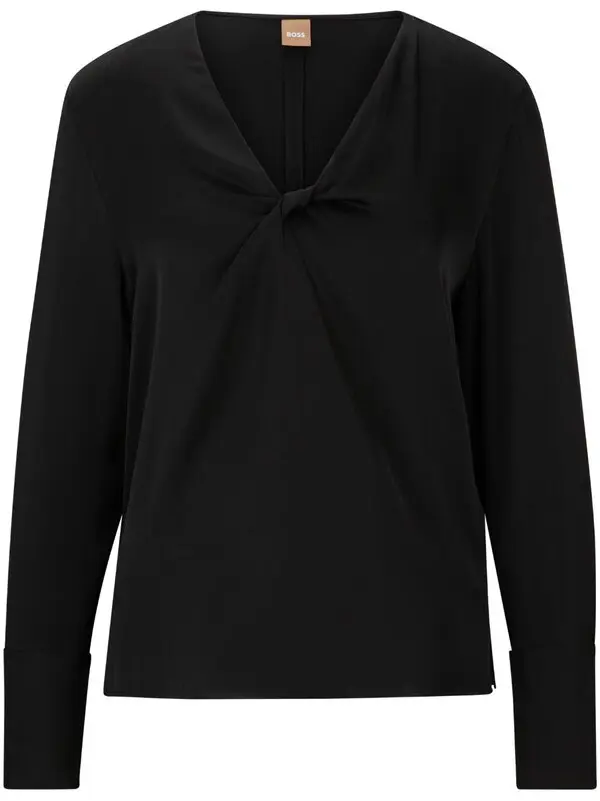 BOSS Twist-detailing Silk Blouse