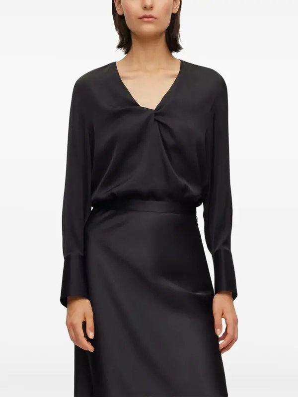 BOSS Twist-detailing Silk Blouse