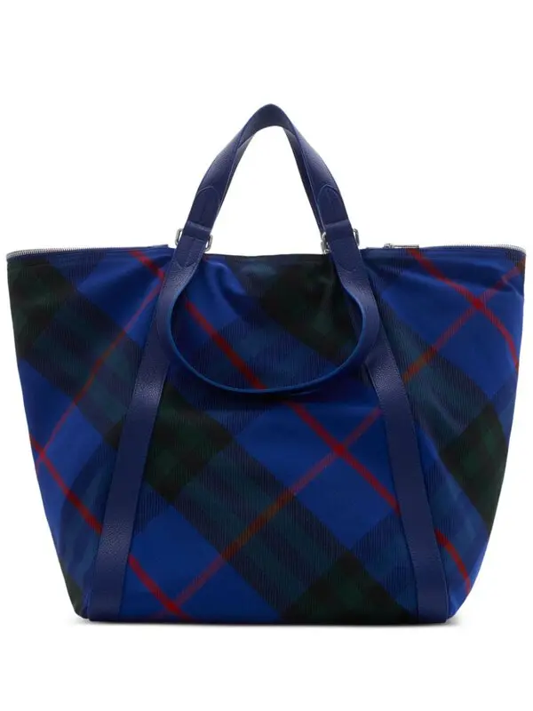 Burberry Festival Checked Tote Bag - Blue