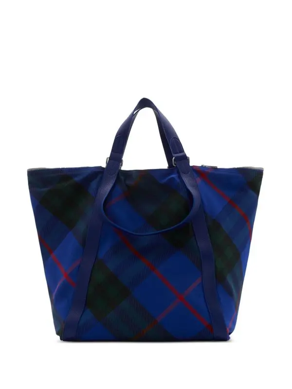 Burberry Festival Checked Tote Bag - Blue