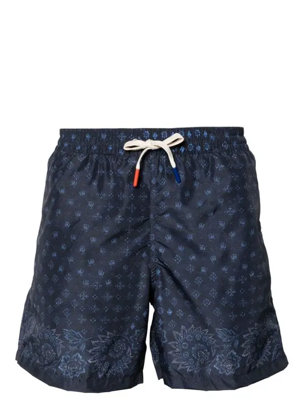 Altea Floral-print Swim Shorts - Blue
