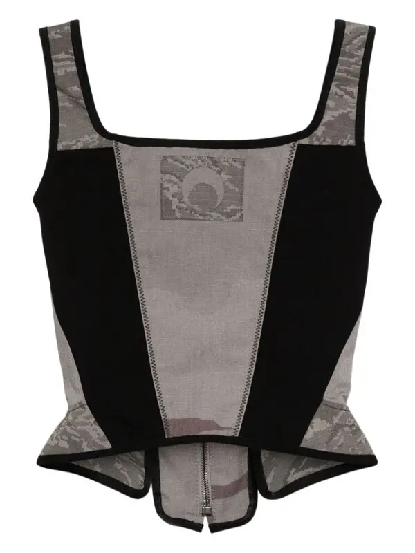 MARINE SERRE Regenerated Cotton Corset Top - Grey