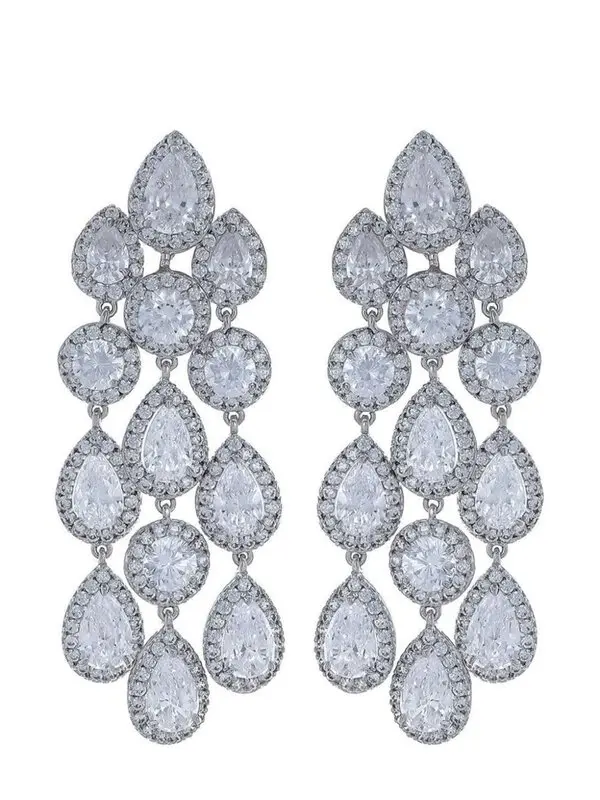 FANTASIA BY DESERIO Pear Chandelier Earrings - White