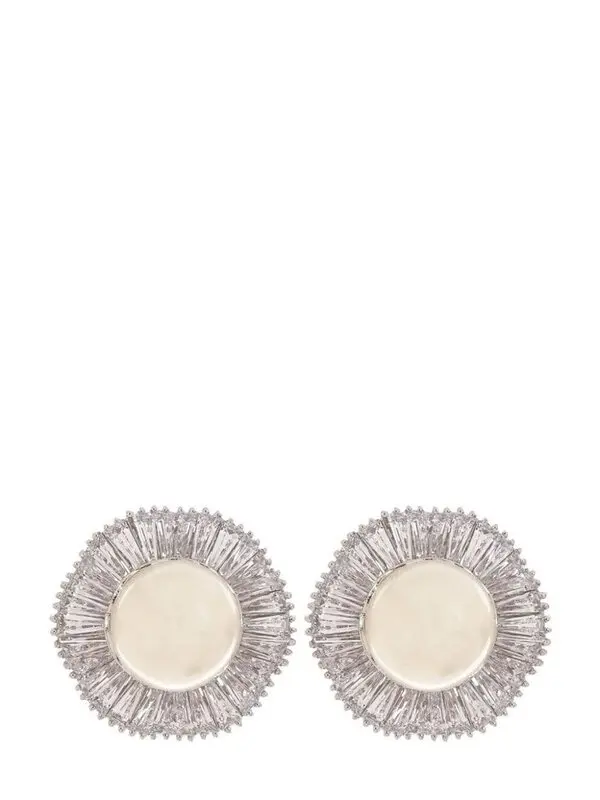 FANTASIA BY DESERIO Button Earrings - Silver