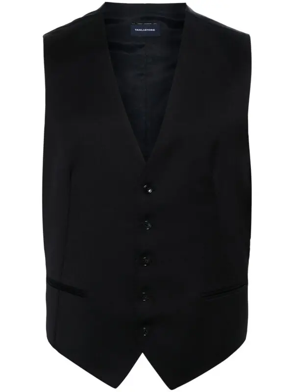 Tagliatore Panelled Virgin Wool Waistcoat - Blue
