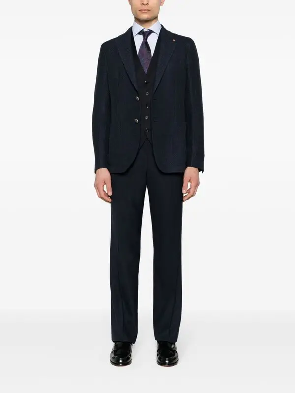 Tagliatore Panelled Virgin Wool Waistcoat - Blue