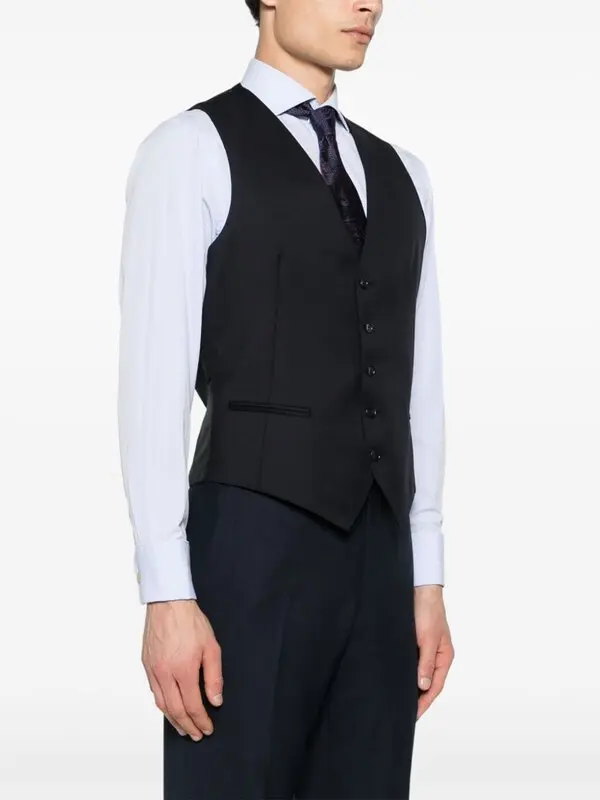 Tagliatore Panelled Virgin Wool Waistcoat - Blue