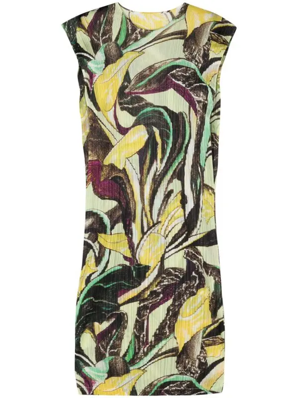 Issey Miyake Floral-print Plissé Midi Dress