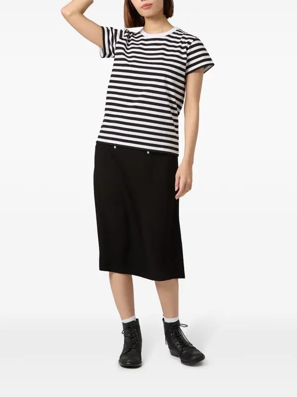 AGNES B. Striped Cotton T-shirt - Black