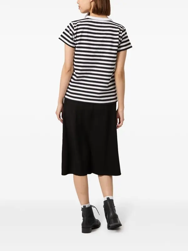 AGNES B. Striped Cotton T-shirt - Black