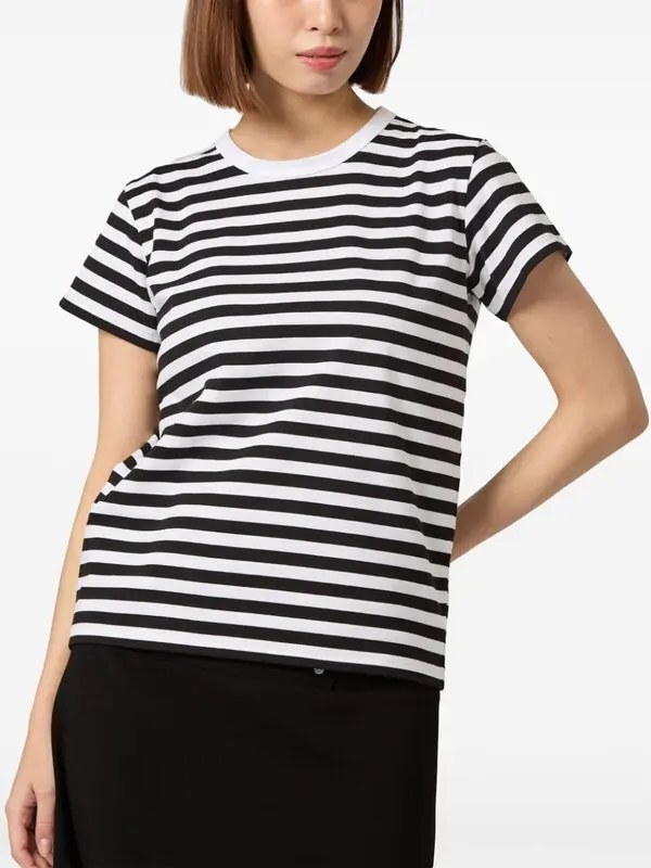 AGNES B. Striped Cotton T-shirt - Black