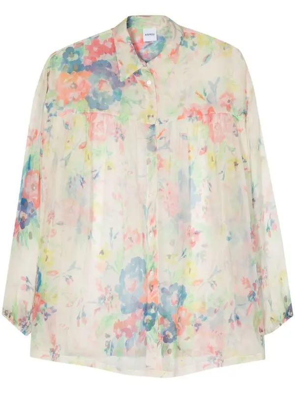 Aspesi Floral-print Crepon Shirt