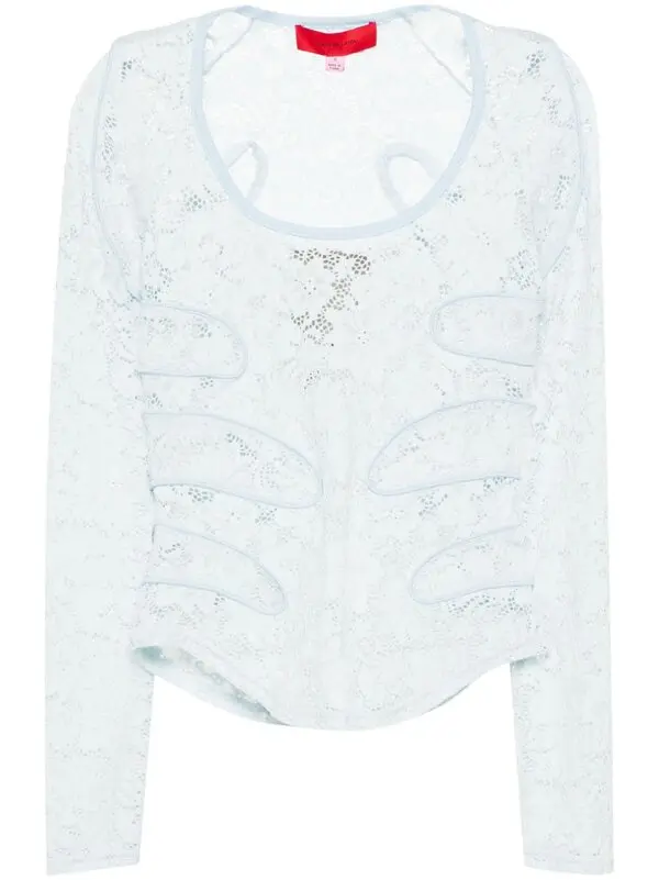 Eckhaus Latta Seraph Floral-lace Top - Blue