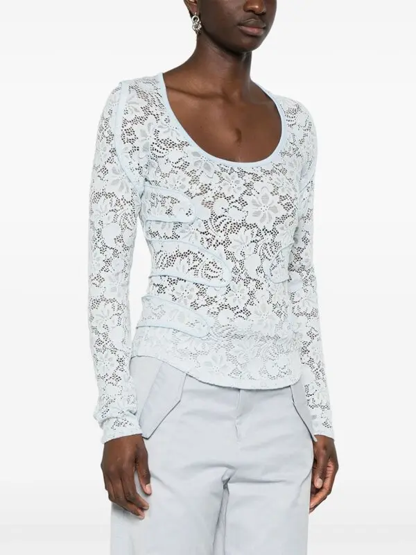 Eckhaus Latta Seraph Floral-lace Top - Blue