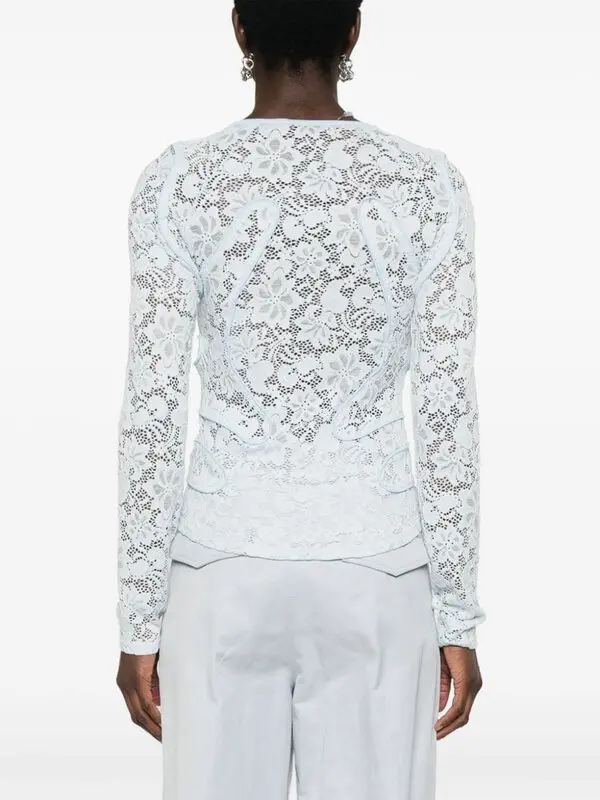Eckhaus Latta Seraph Floral-lace Top - Blue