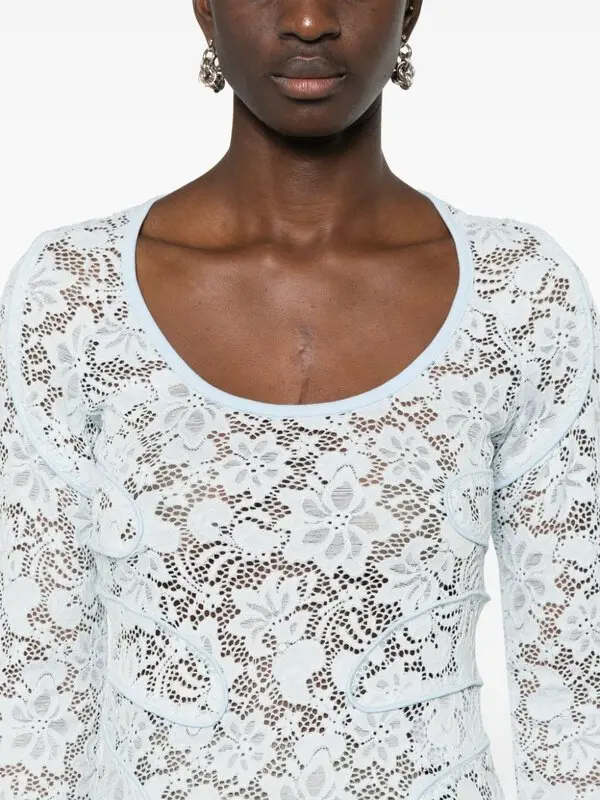 Eckhaus Latta Seraph Floral-lace Top - Blue