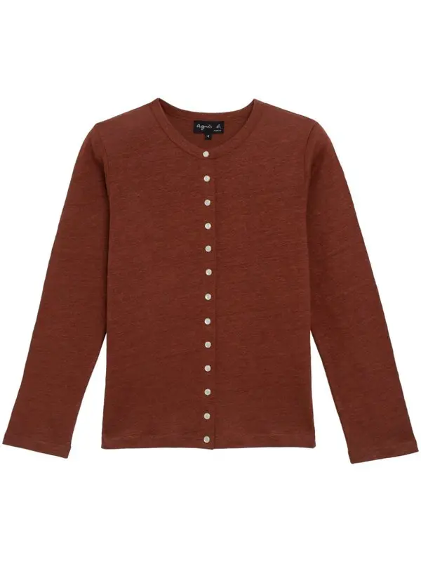 AGNES B. Le Petit Snap Linen Cardigan - Red