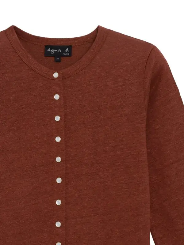 AGNES B. Le Petit Snap Linen Cardigan - Red
