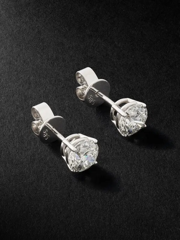 GREG YUNA 14-karat White Gold Diamond Earrings - Silver