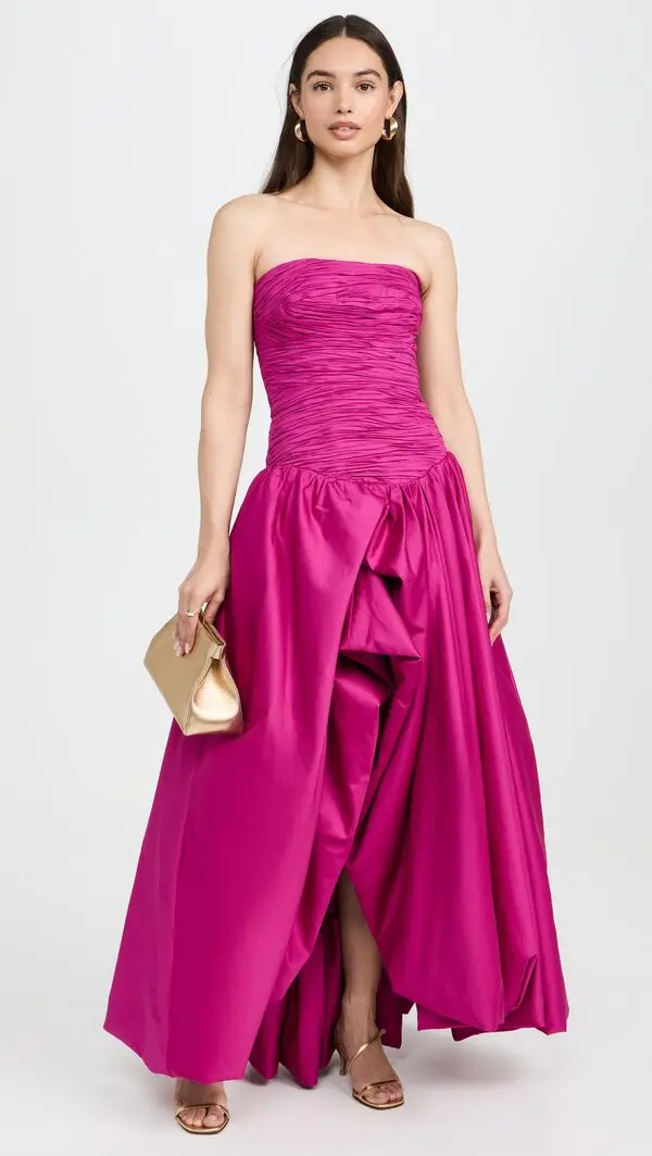 Aje Violette Bubble Hem Maxi Dress In Deep Magenta - 60% Off | Editorialist