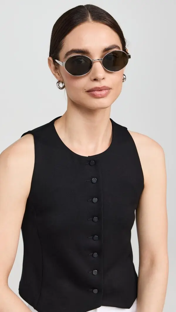 Saint Laurent Sl 692 Round Sunglasses - Silver-silver-grey