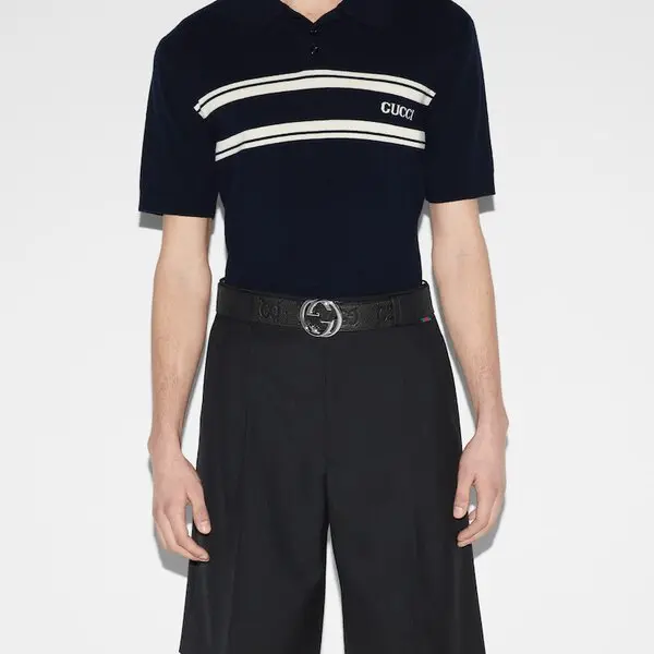 Gucci Reversible Belt With Interlocking G Buckle In Black 