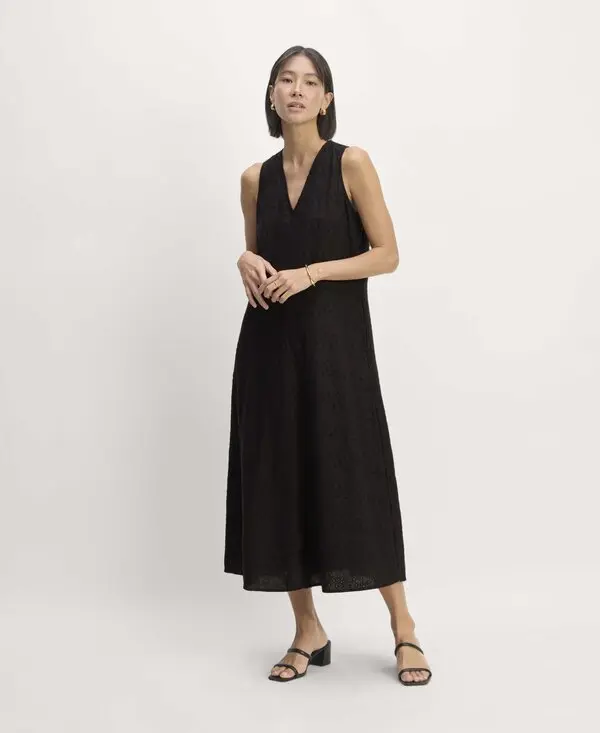 Everlane Linen Eyelet Maxi Dress - Black Eyelet
