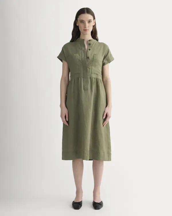 Everlane Linen Craft Midi Dress - Olive