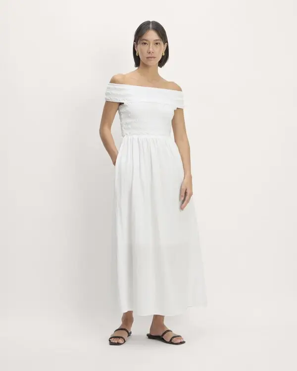 Everlane Gauze Off-the-shoulder Dress - White