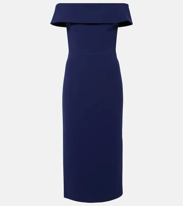 Rebecca Vallance Amore Off-shoulder Crêpe Midi Dress - Blue
