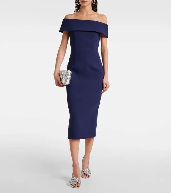 Rebecca Vallance Amore Off-shoulder Crêpe Midi Dress - Blue