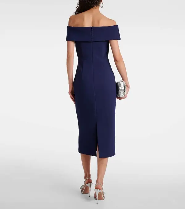 Rebecca Vallance Amore Off-shoulder Crêpe Midi Dress - Blue