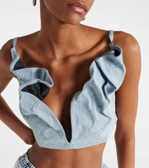 Y/project Ruffled Denim Bra Top