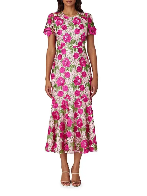 knee length dresses for ladies Shoshanna Women's Shailene Knit Fit & Flare Dress - Cherry