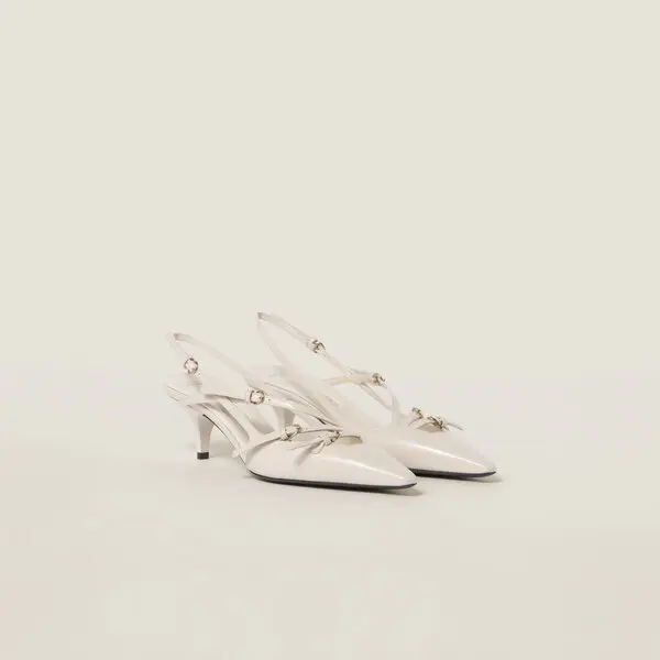 Miu Miu Patent Leather Slingbacks With Buckles