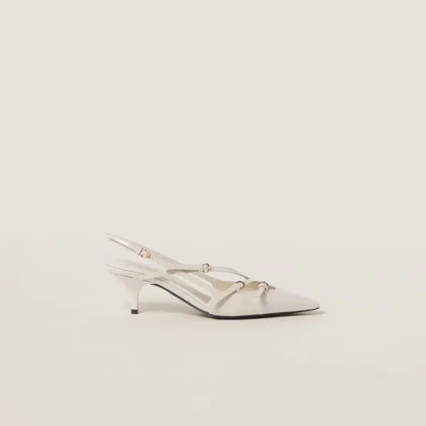 Miu Miu Patent Leather Slingbacks With Buckles