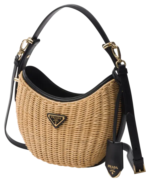 Prada Arqué Wicker And Leather Bag