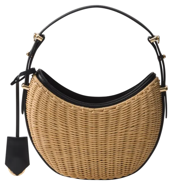 Prada Arqué Wicker And Leather Bag