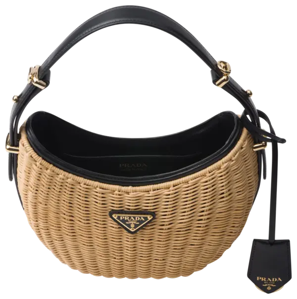 Prada Arqué Wicker And Leather Bag