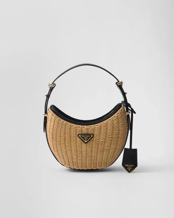 Prada Arqué Wicker And Leather Bag