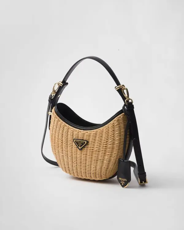Prada Arqué Wicker And Leather Bag