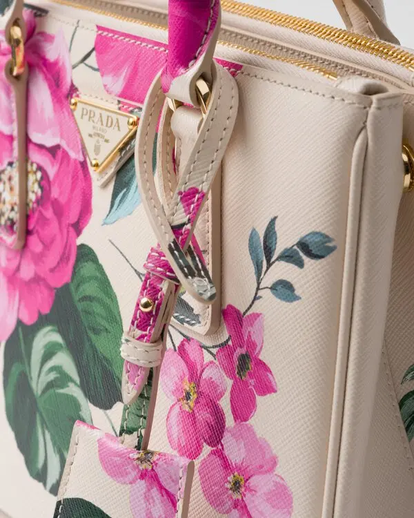 Prada Galleria Printed Saffiano Leather Bag Begonia Pink