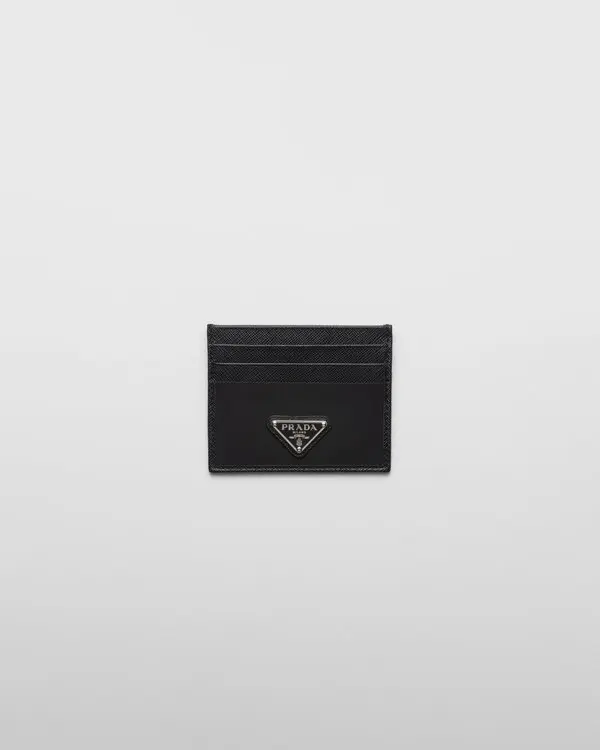 Prada Re-nylon And Saffiano Leather Card Holder - Black