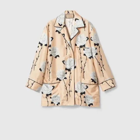 Gucci Floral Print Silk Twill Shirt