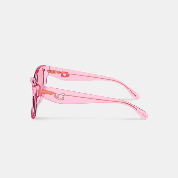 Coach Women’s Pink Transparent Cat-Eye Sunglasses Coach Transparent Cat Eye Sunglasses - Transparent Pink  main image 4