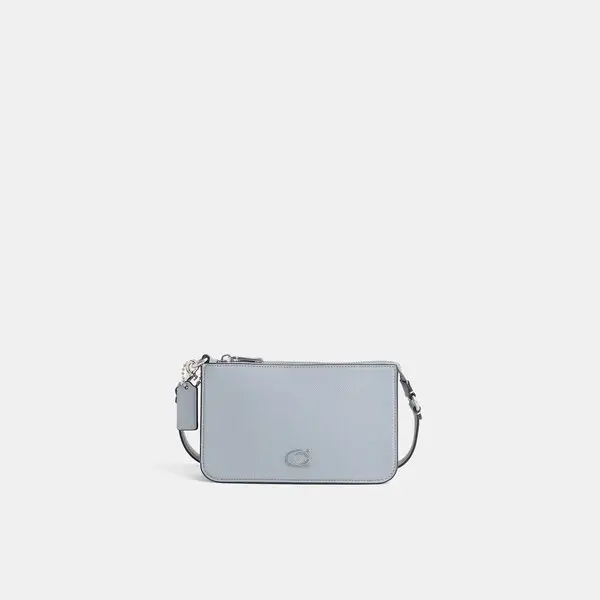 COACH Restored Pouch With Signature Canvas - Grey Blue