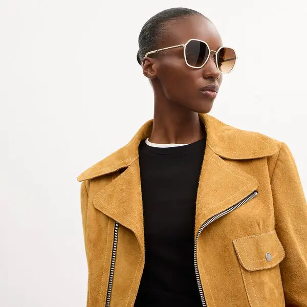 COACH Embellished Narrow Metal Hexagon Sunglasses