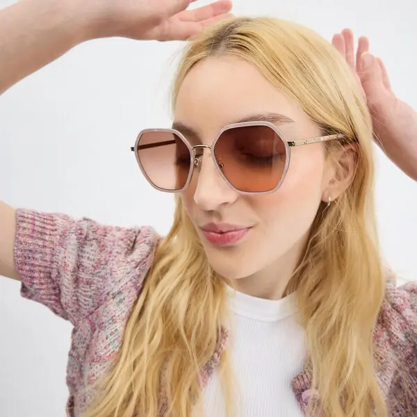 Coach Embellished Narrow Metal Hexagon Sunglasses In  display picture 1