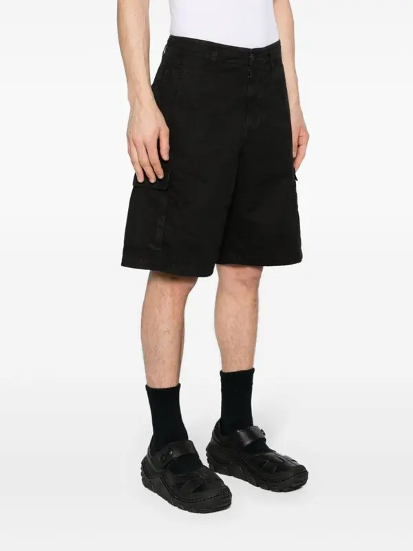 Stone Island Compass-badge Cotton Cargo Shorts - Black