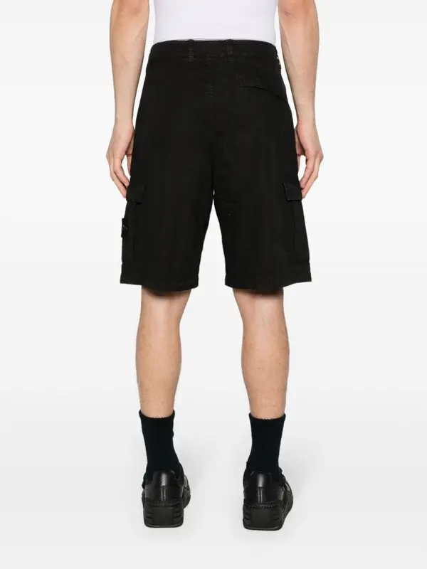 Stone Island Compass-badge Cotton Cargo Shorts - Black